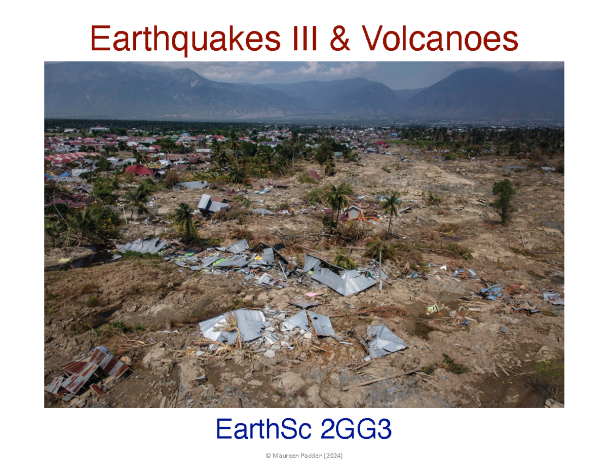 2GG3 Lecture 6 Earthquakes III F241 - Earthquakes III & Volcanoes ...