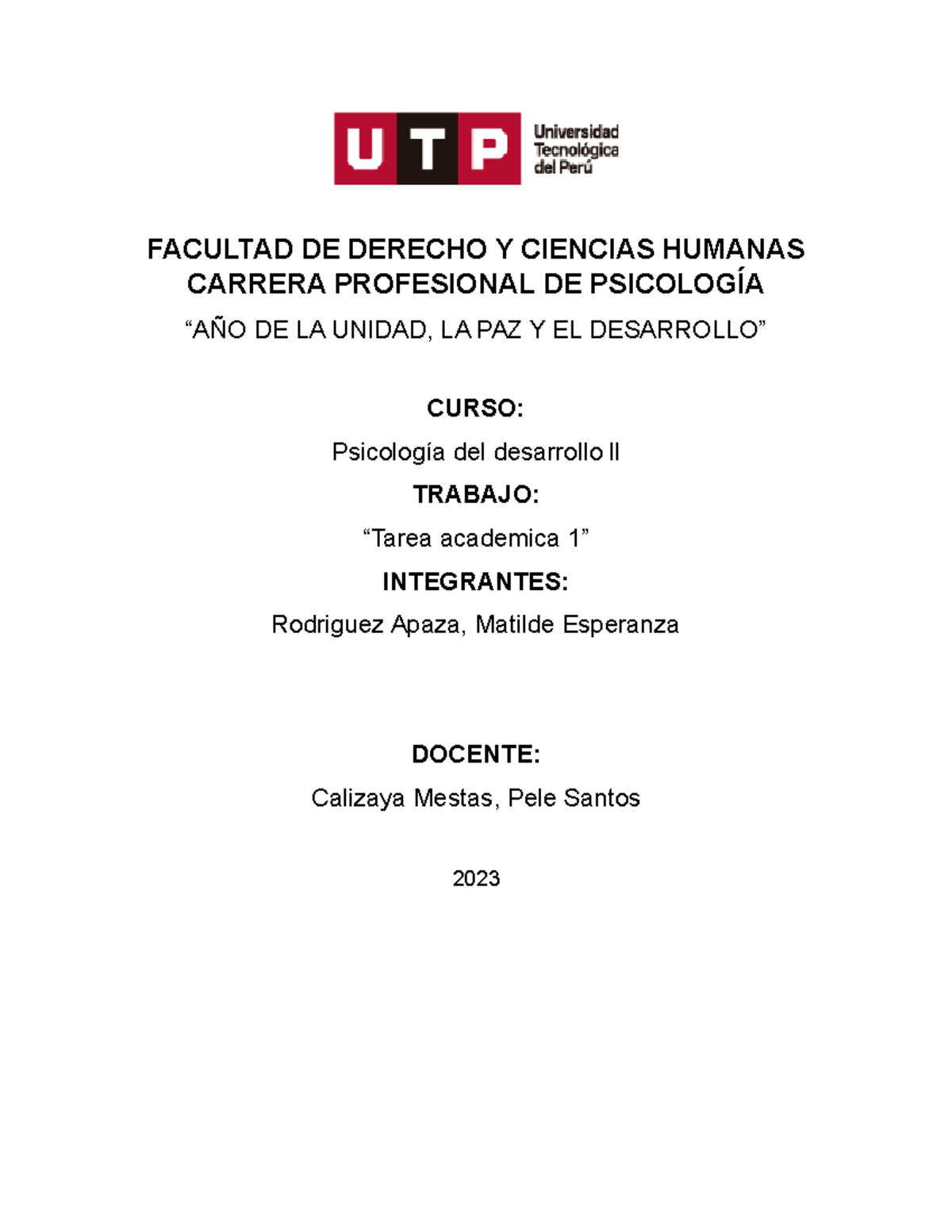 TA1 - ad31fa61fa1dfaf6a - FACULTAD DE DERECHO Y CIENCIAS HUMANAS CARRERA PROFESIONAL DE ...