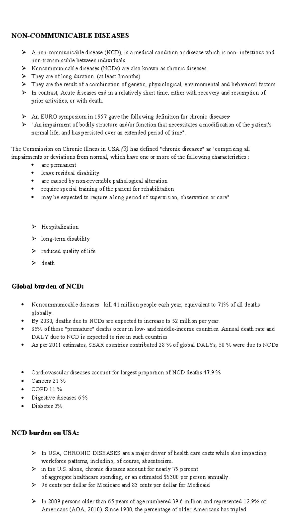 NCD Lecture 1 - NON-COMMUNICABLE DISEASES A non-communicable disease ...