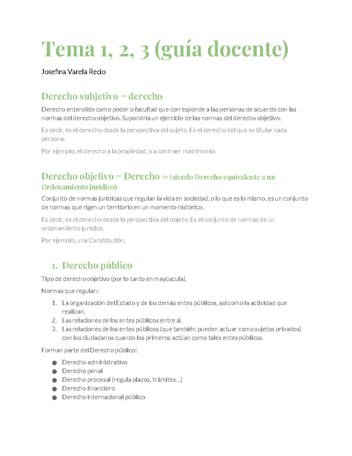 Introducción derecho - Tema 1, 2, 3 (guía docente) Josefina Varela ...