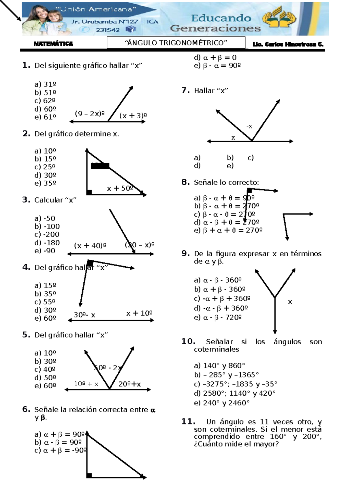 235874957- Angulo- Trigonometrico - (9 – 2x)º (x + 3)º x + 50º (x + 40 ...