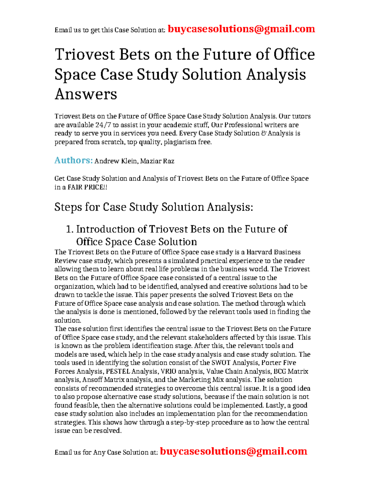 SOLUTION Triovest Bets on the Future of Office Space - Triovest Bets on ...