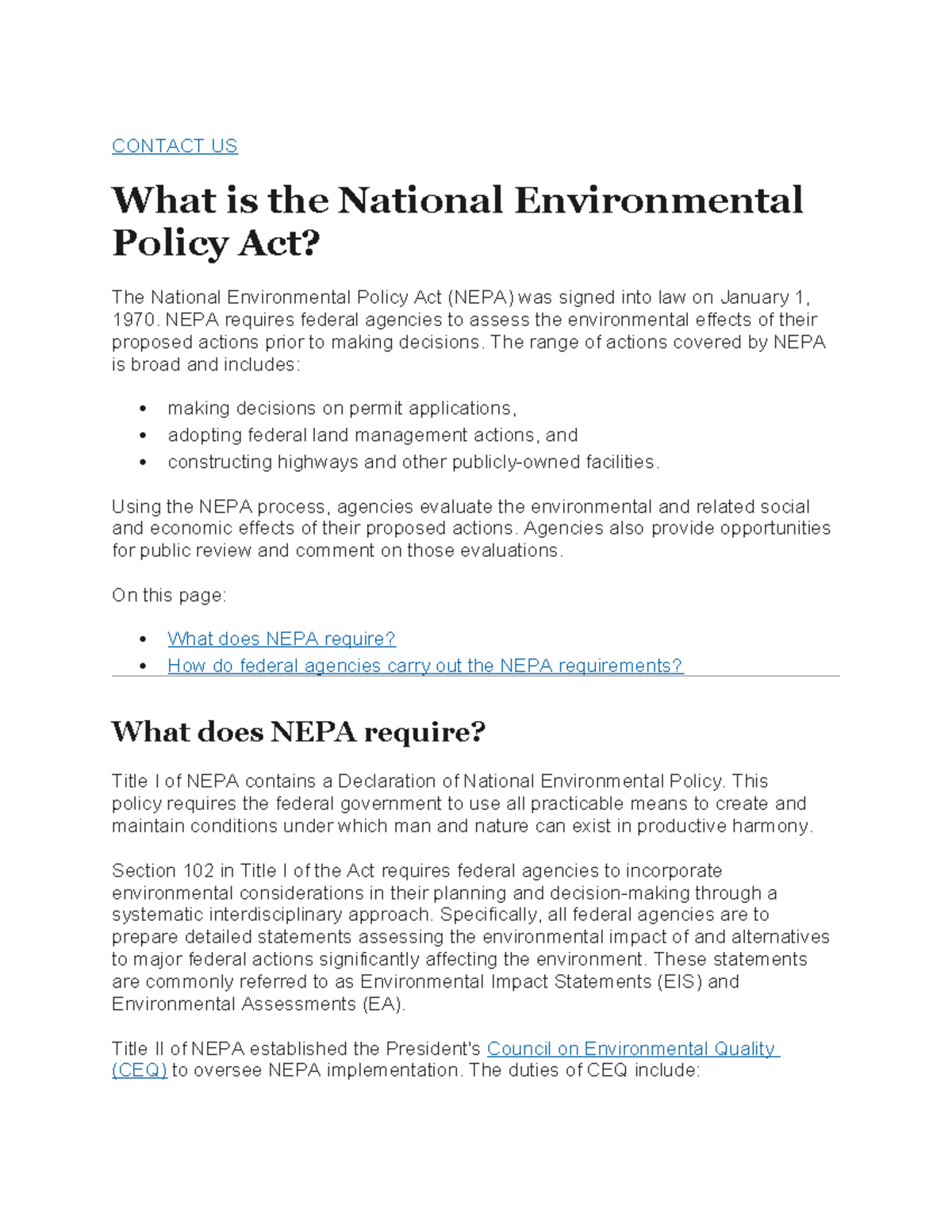 US NEPA LAW - EDUCATIONAL - CONTACT US What is the National ...
