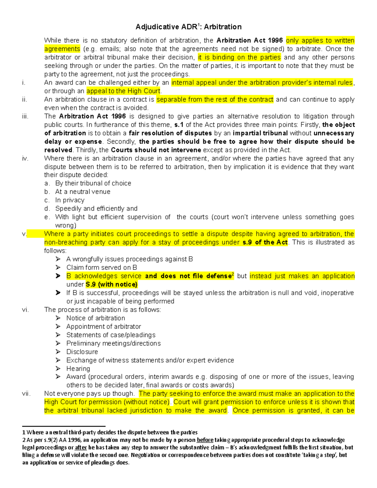 Revision notes for Alternative Dispute Resolution - Adjudicative ...