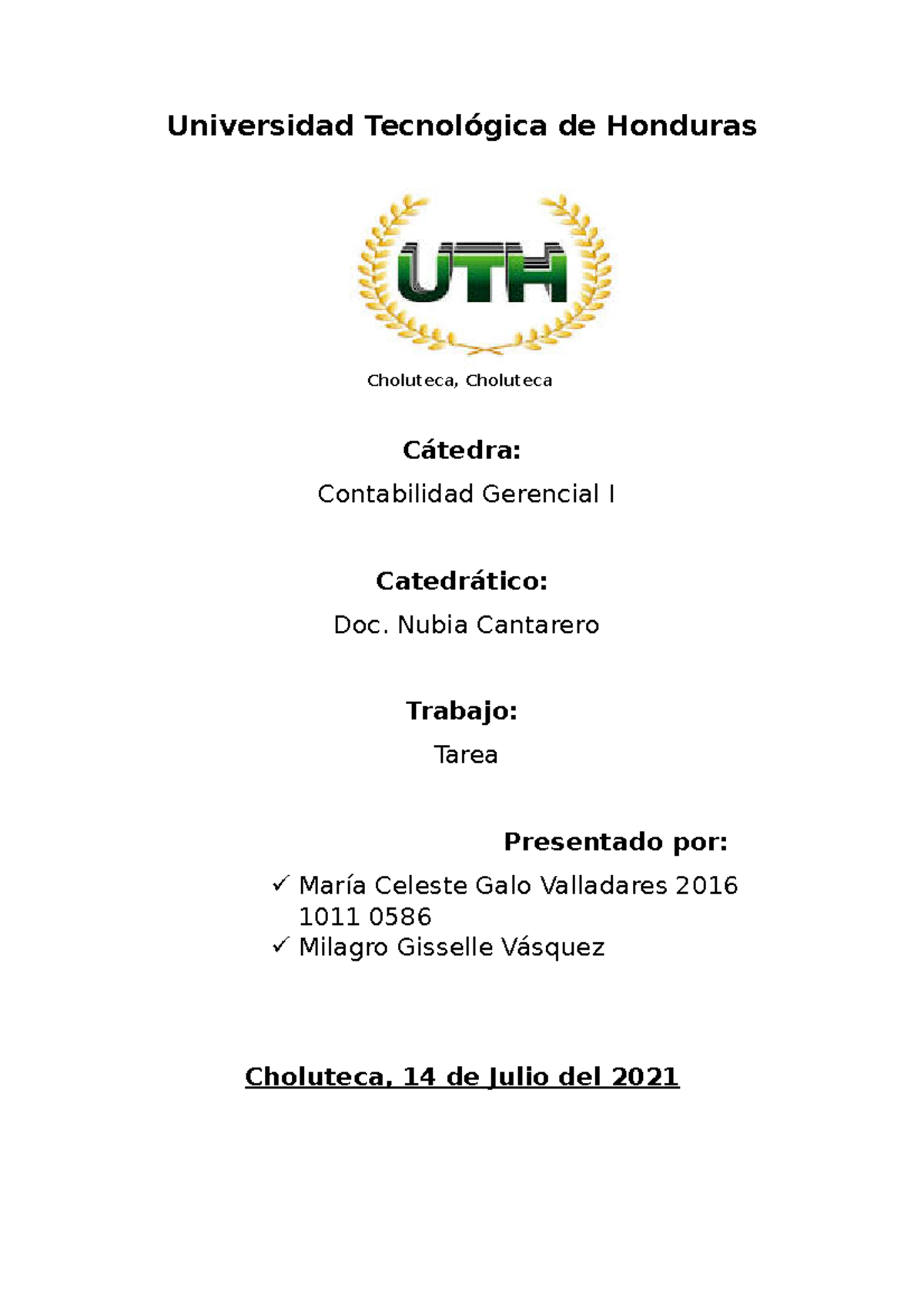 Tarea Contabilidad G - Work - Ecología General - UTH - Studocu
