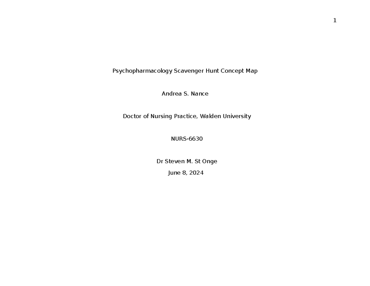 Week2assgn nance A (1) - Psychopharmacology Scavenger Hunt Concept Map ...