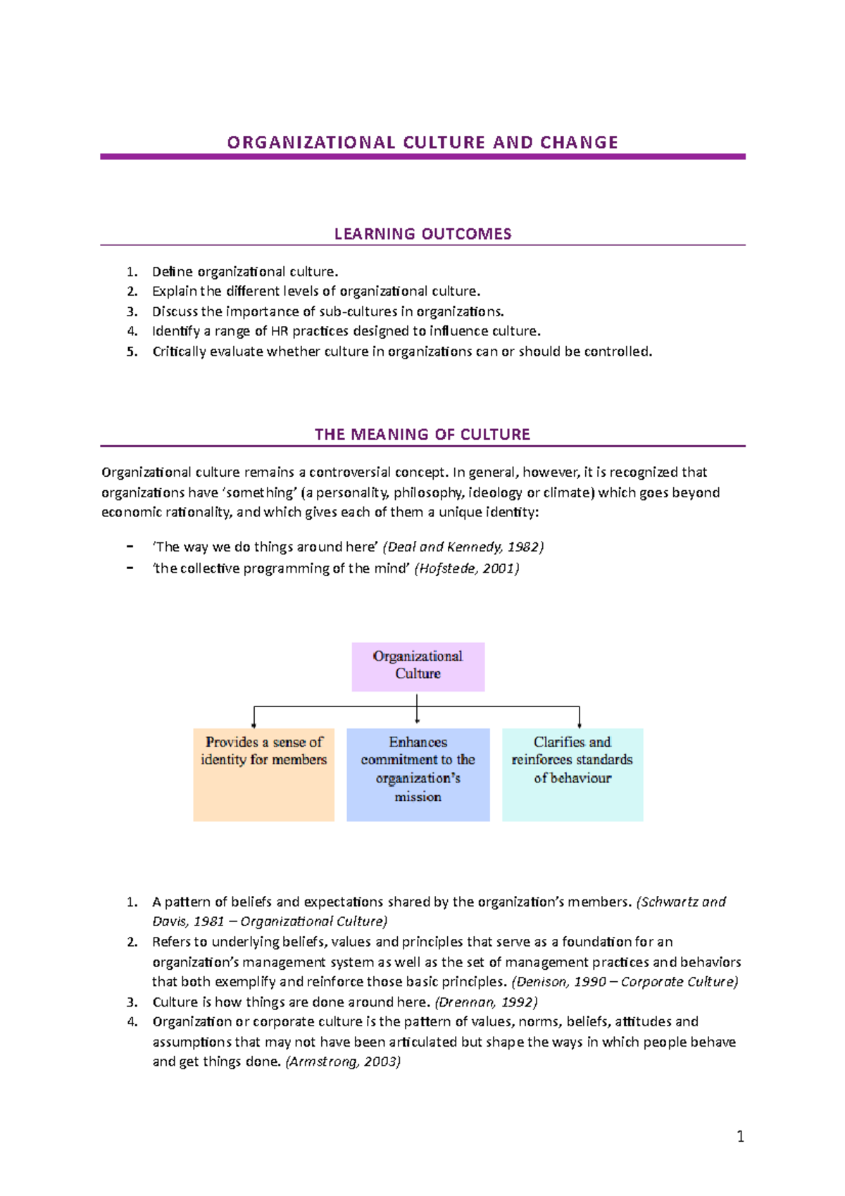 Organizational Culture and Change - ORGANIZATIONAL CULTURE AND CHANGE ...