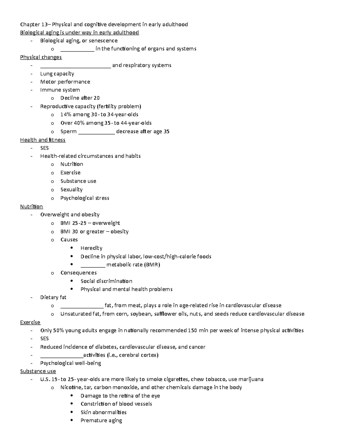 Ch13 Handout - Fill in the blank notes for Physical and cognitive ...