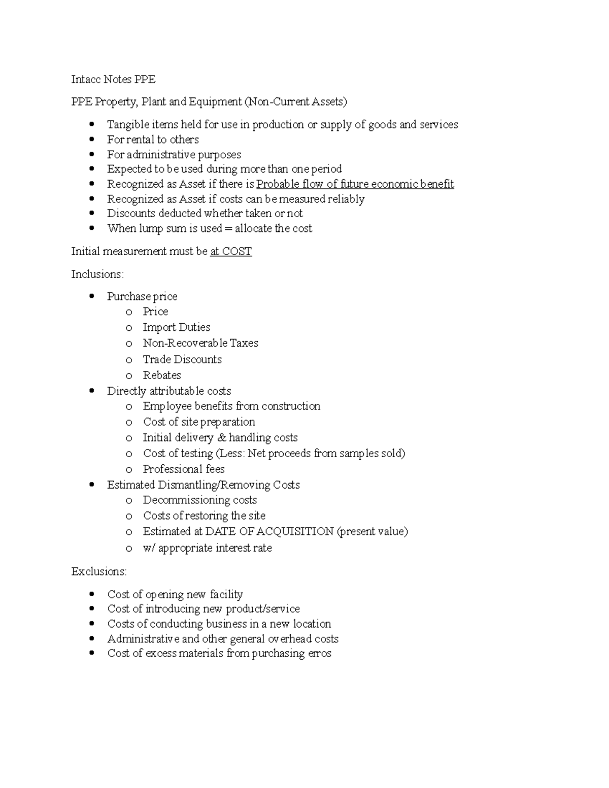 Int Acc-notes-PPE - goodluck - Intacc Notes PPE PPE Property, Plant and ...