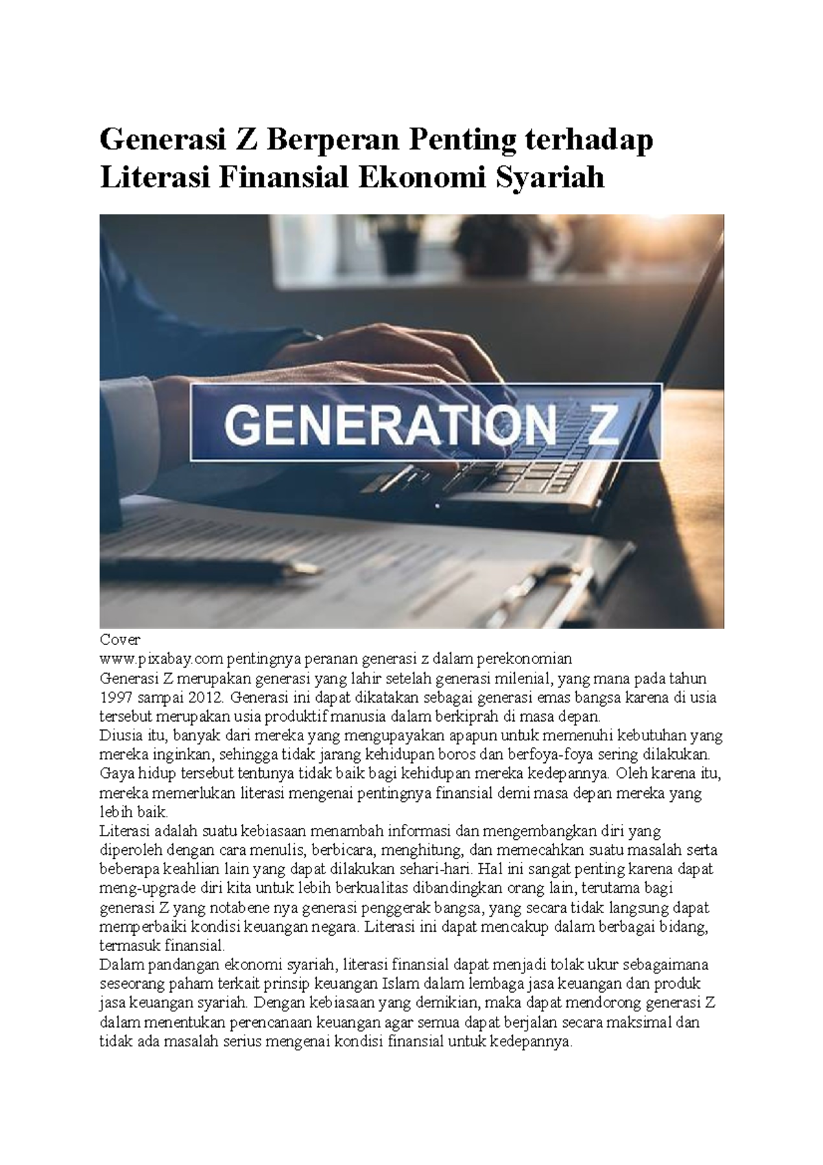 Generasi Z Berperan Penting terhadap Literasi Finansial Ekonomi Syariah - Generasi Z Berperan ...