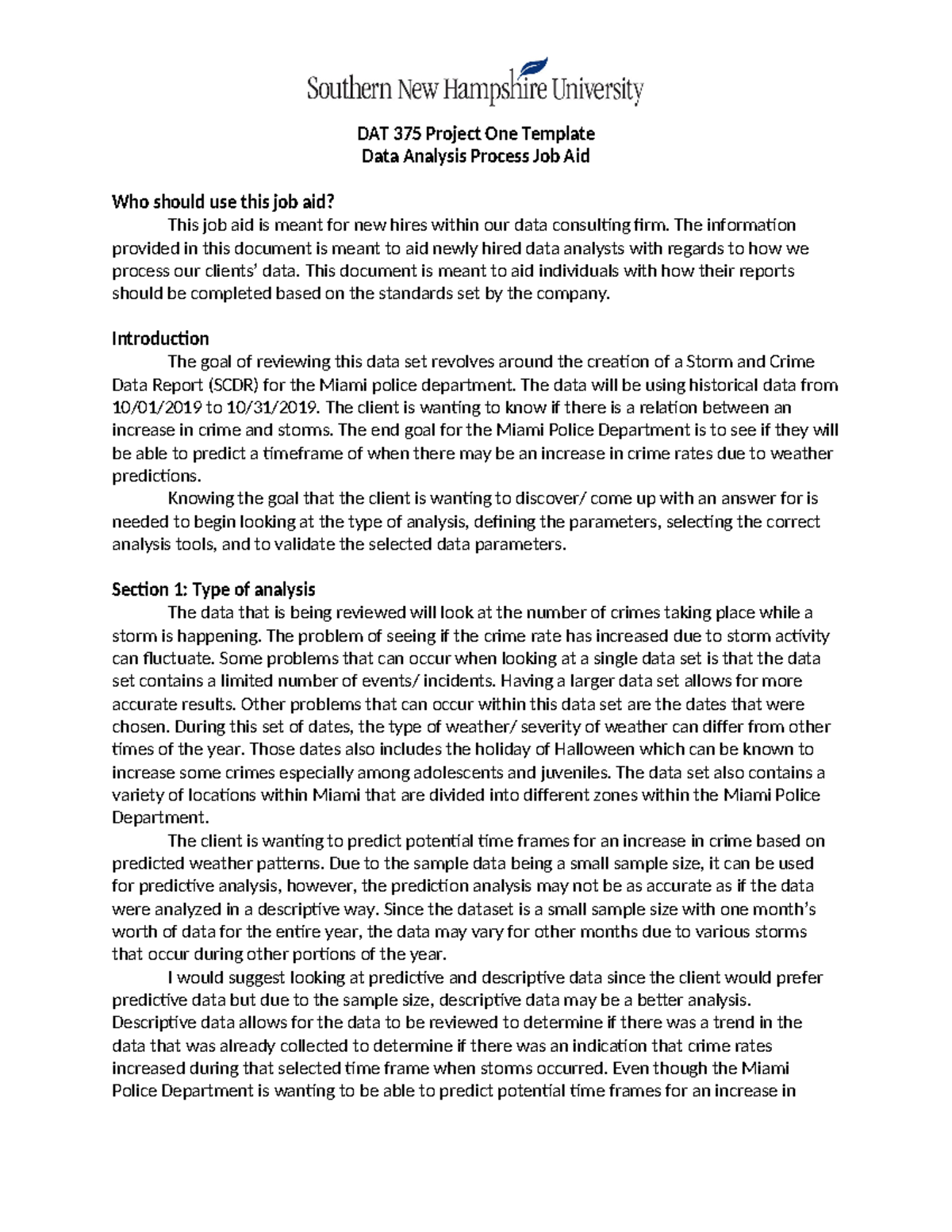 DAT 375 Project One - DAT 375 Project One Template Data Analysis ...