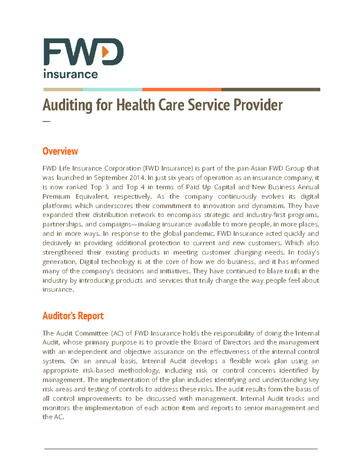 Auditing for Health Care Service Provider - Auditing for Health Care ...