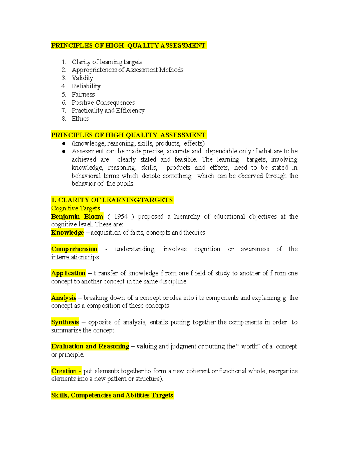 Assessment IN Learning Lecture Notes - College of education - DHVSU ...