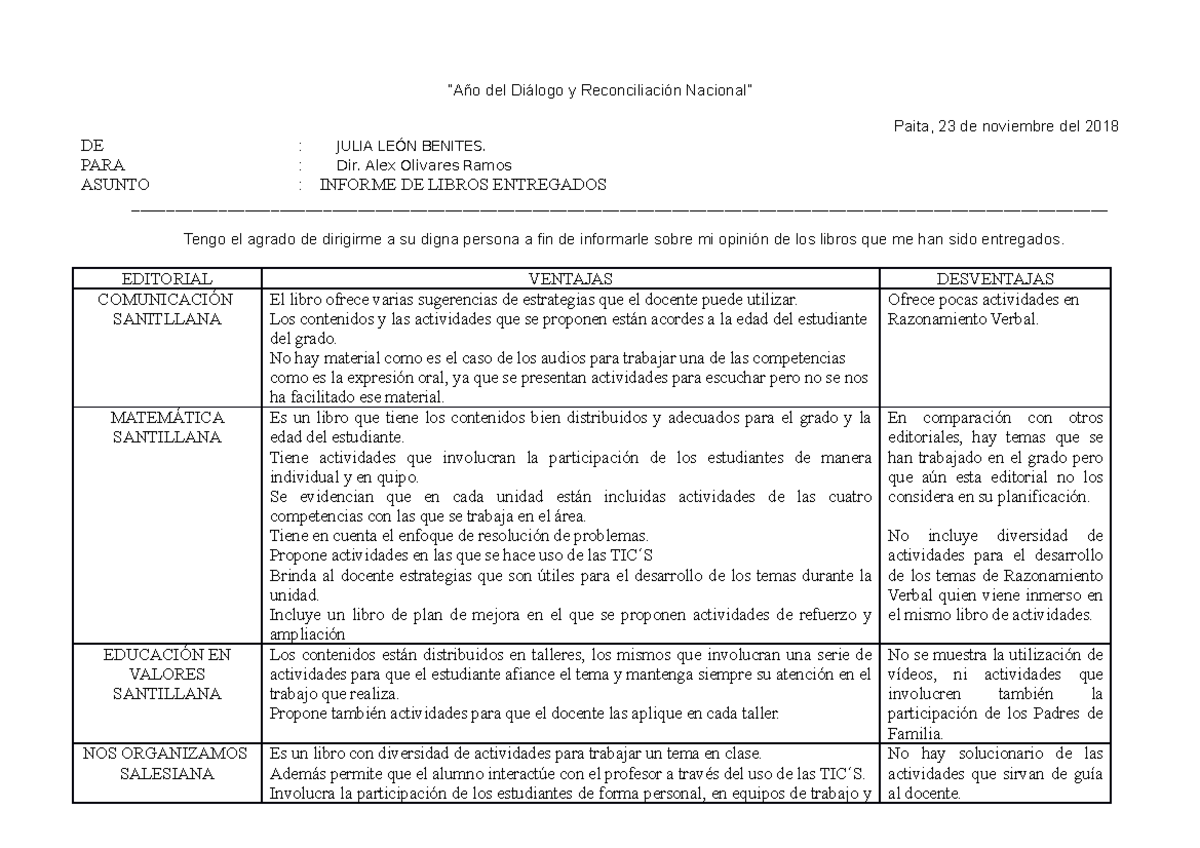 Libros - Hoaaa - “Año del Diálogo y Reconciliación Nacional” Paita, 23 ...