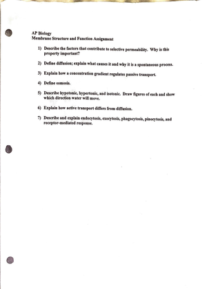 Lauren Le Clair - AP Biology Unit 2 Cell Membrane and Transport Notes ...