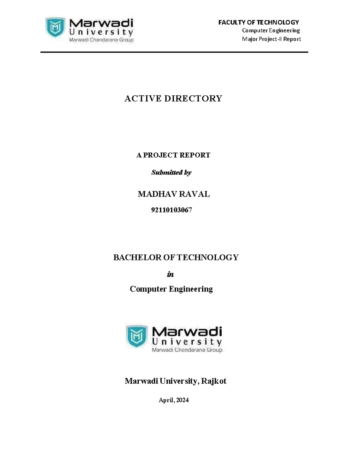 2023-24 19 Mcibpl Report - FACULTY OF TECHNOLOGY Computer Engineering Major Project-II Report ...