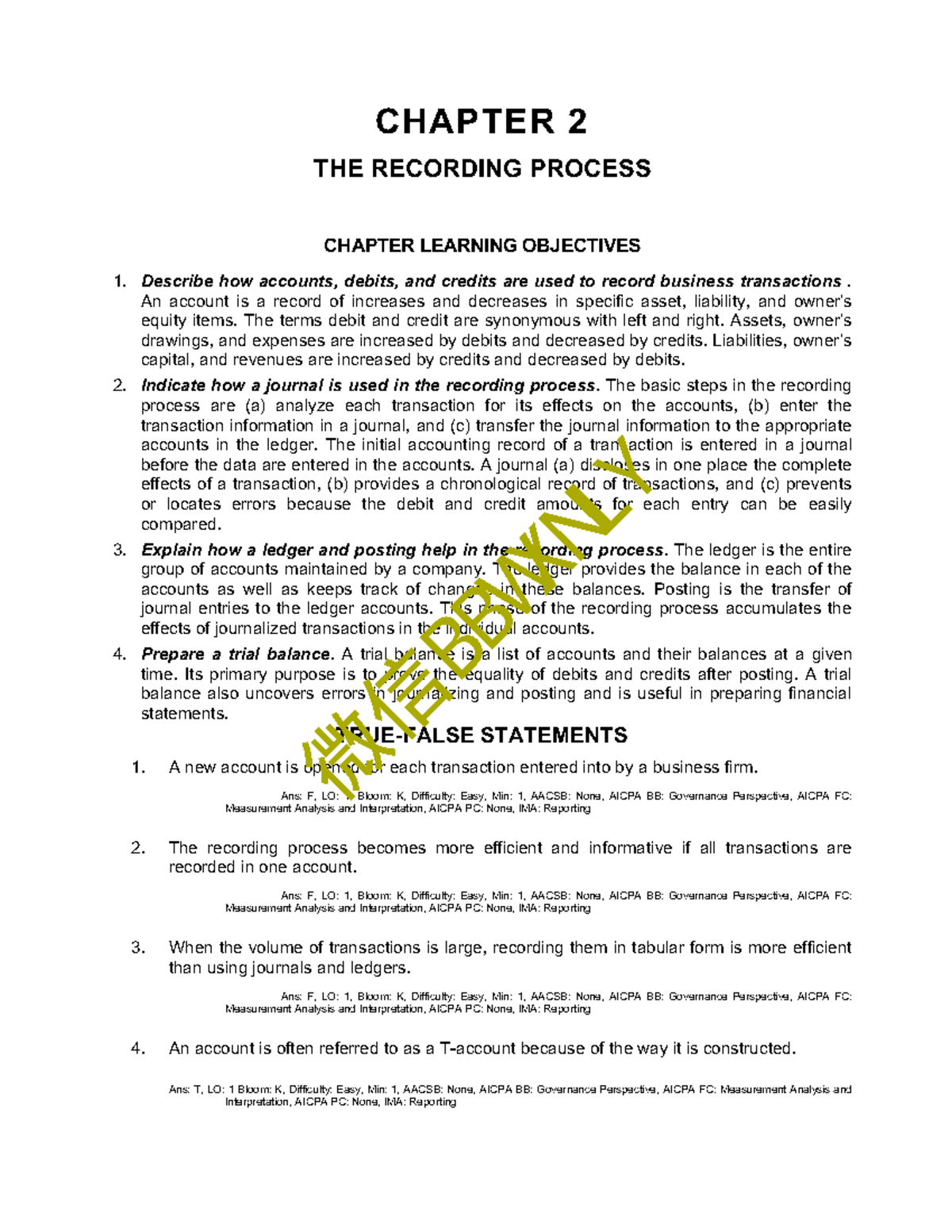 Accounting principles 14th edition by weygandt tb 94 - CHAPTER 2 THE ...