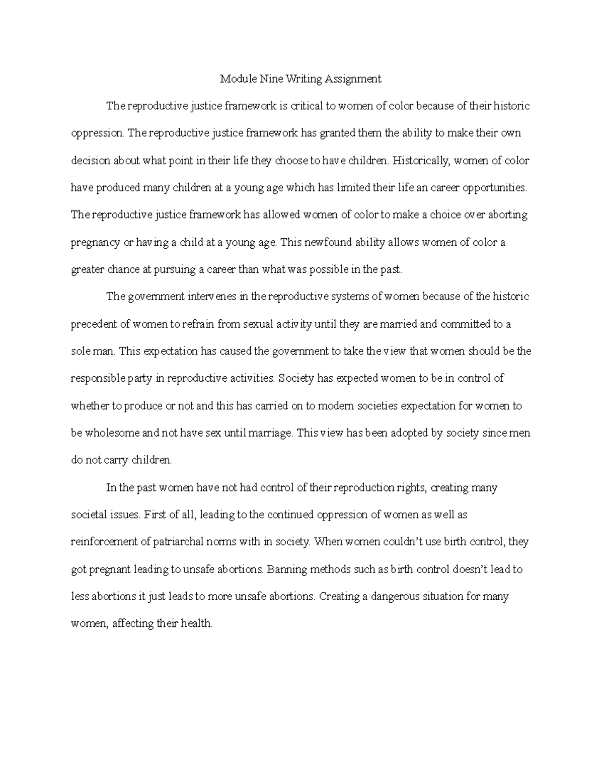 Module 9 writing assignment - Module Nine Writing Assignment The ...