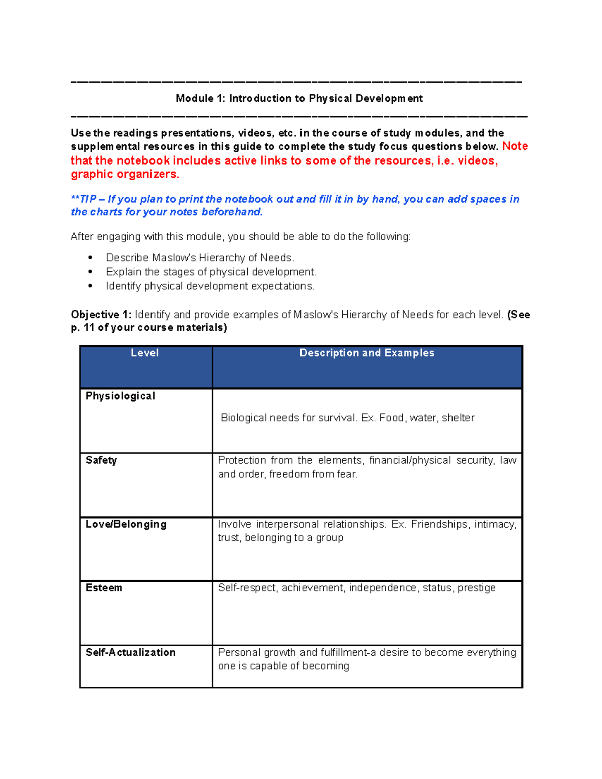 Module 1 Notebook - Updated - - Studocu
