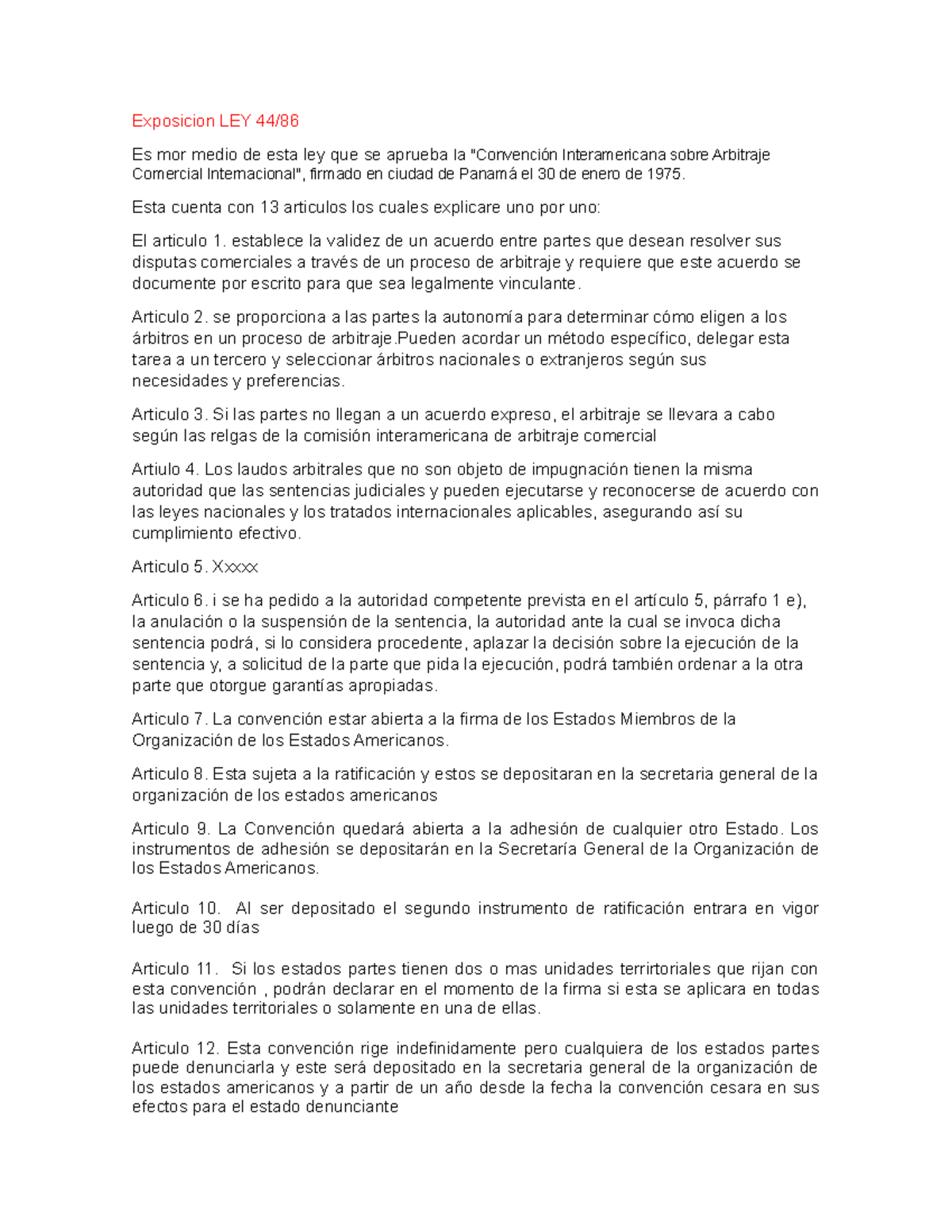 Exposicion LEY 44 - resumen de la ley 44/86 - Exposicion LEY 44/ Es mor ...