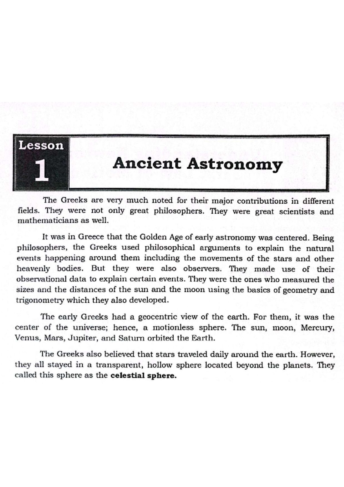 Ancient Astronomy - Lesson 1 in Physical Science - Lesson 1 Ancient ...