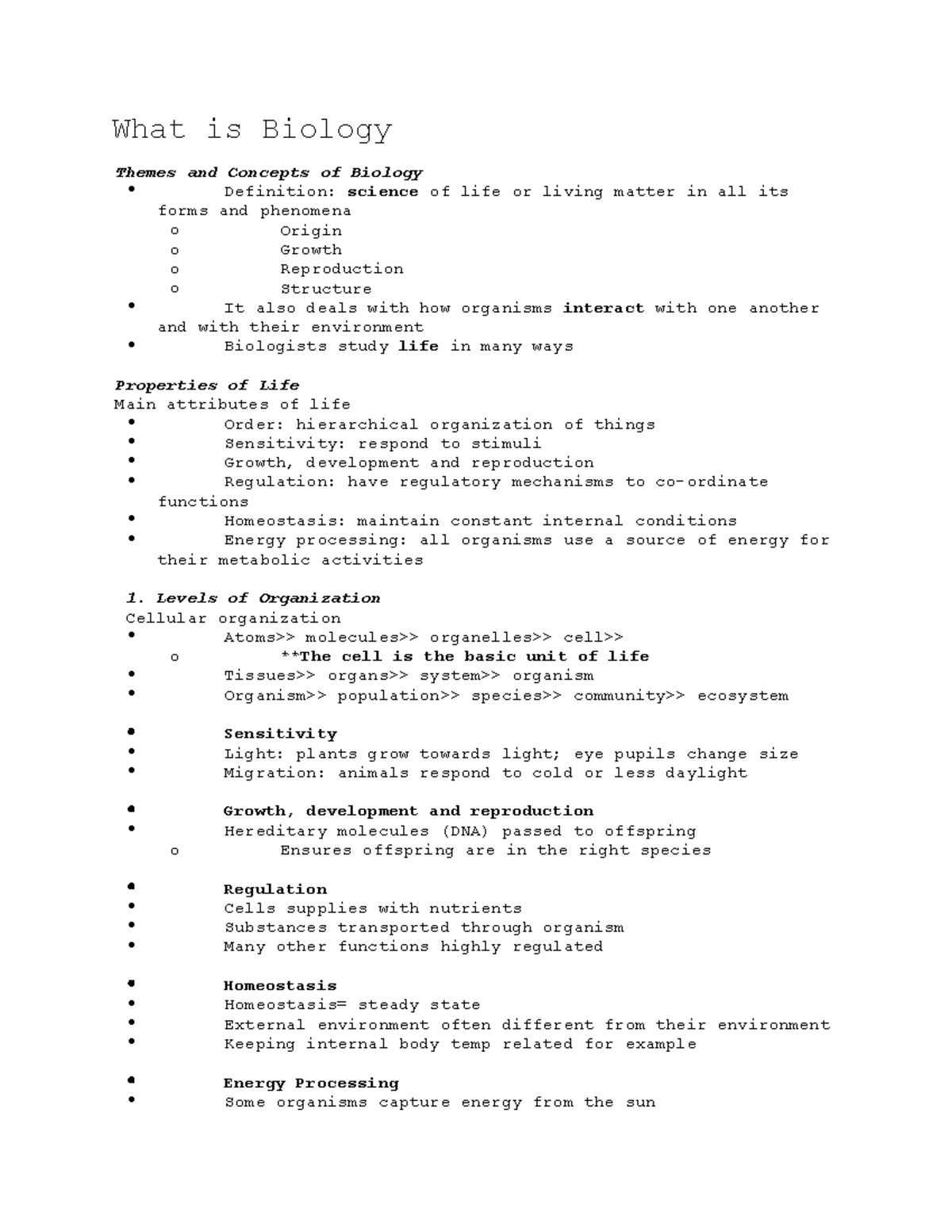 General Biology 2 Lecture Notes All What Is Biology Themes And