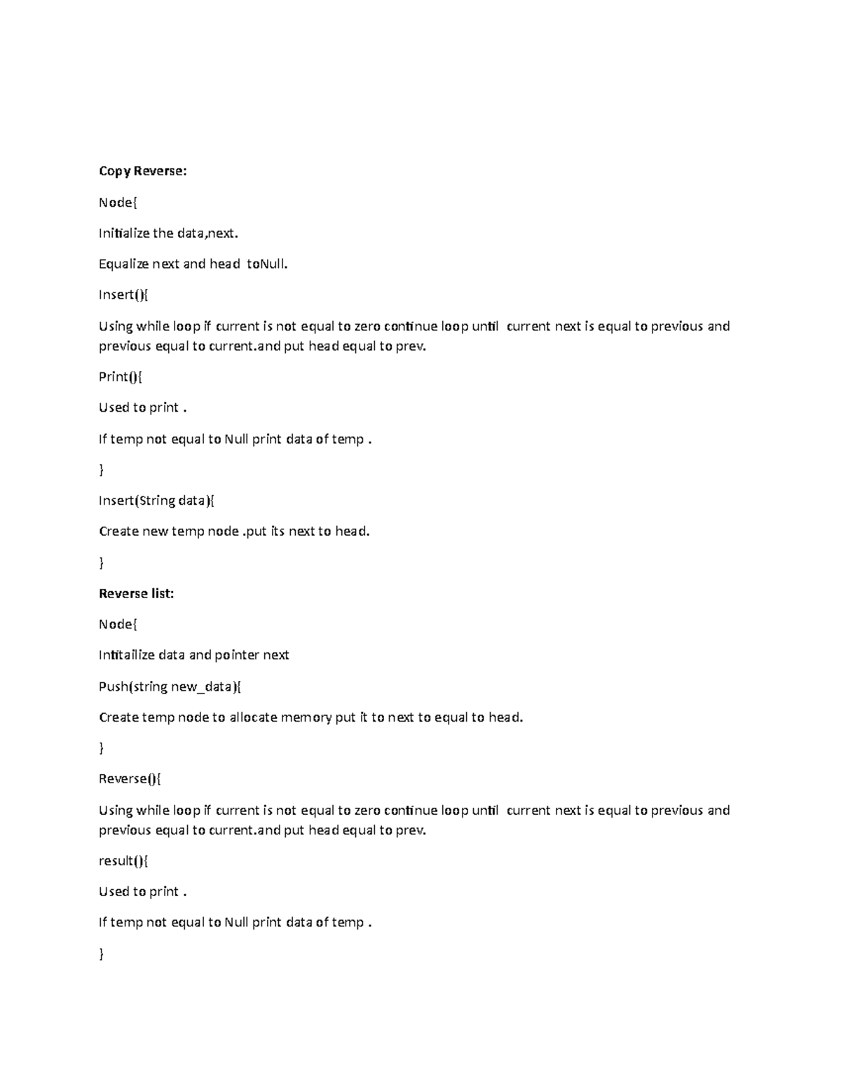 DS class DS class DS class - Copy Reverse: Node{ Initialize the data ...