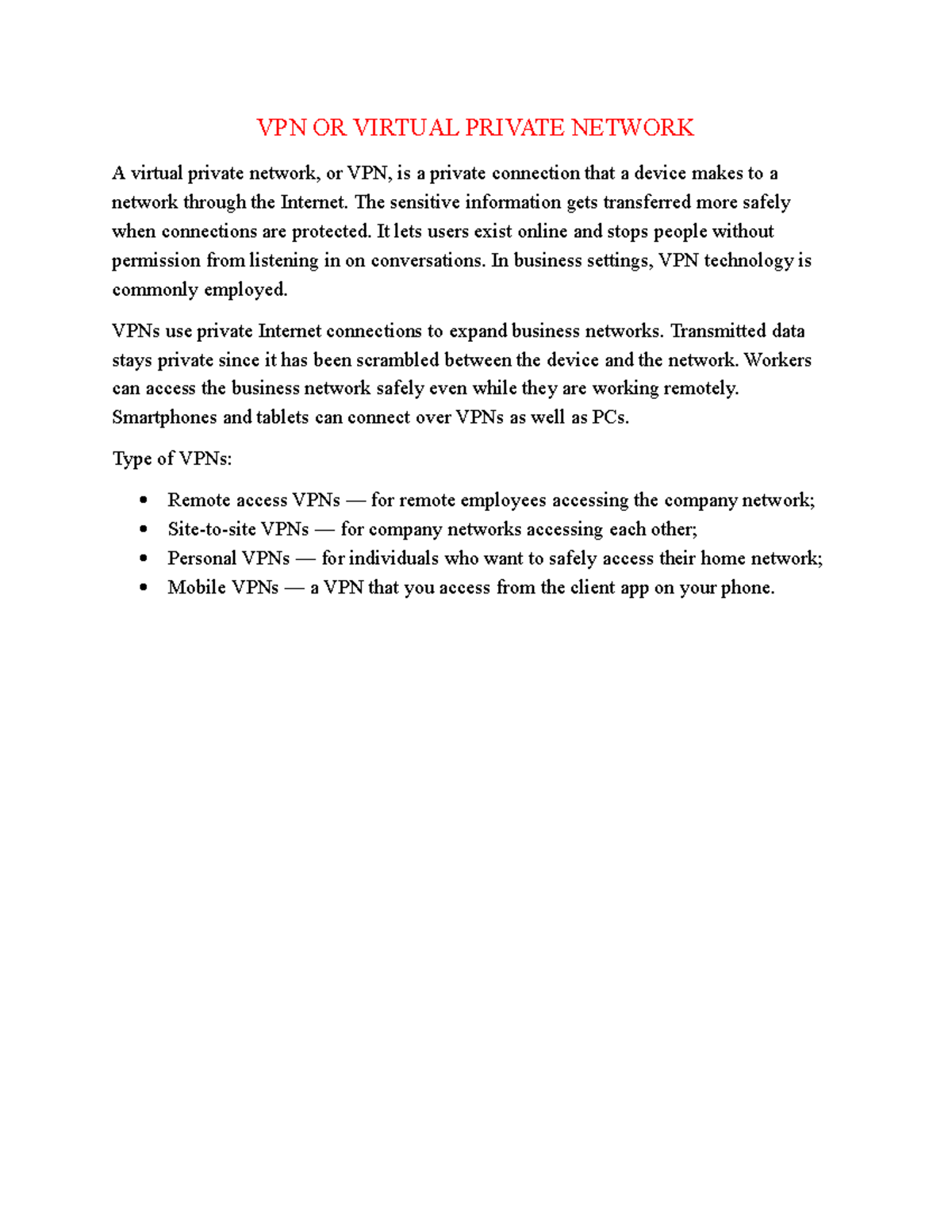 VPN OR Virtual Private Network - VPN OR VIRTUAL PRIVATE NETWORK A ...