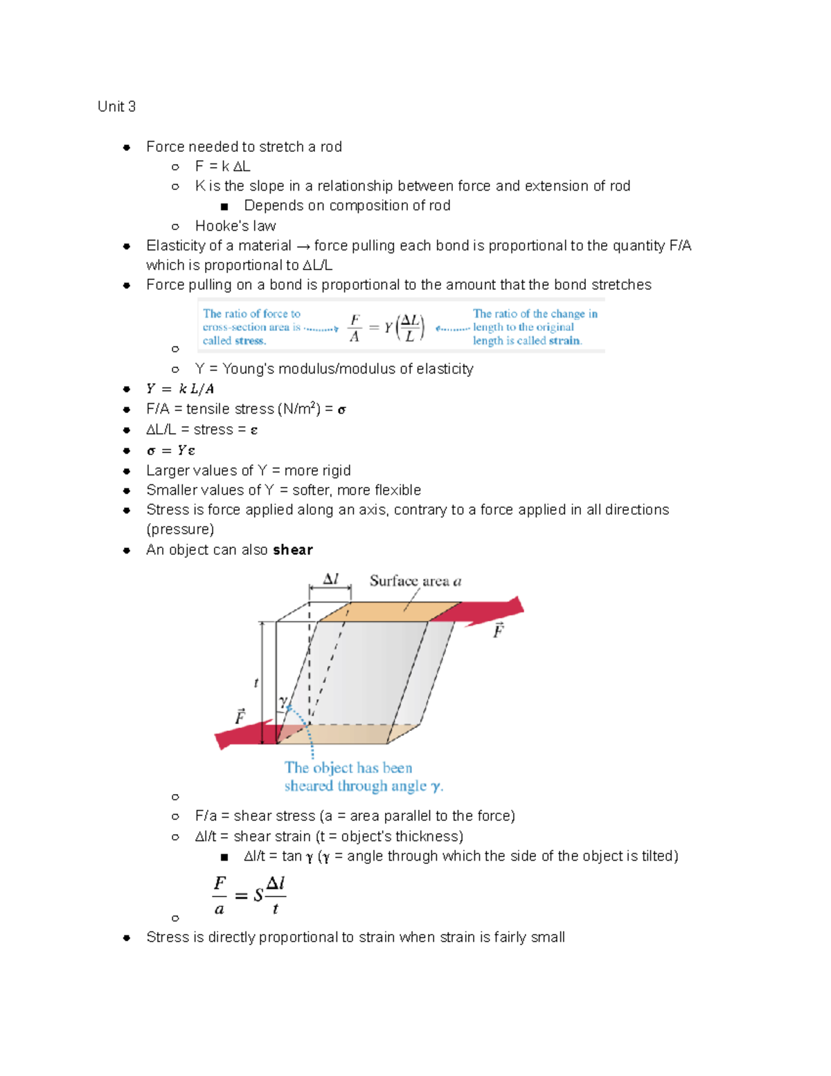 Unit 3— physics - Things to know for exam 3 - Unit 3 Force needed to ...