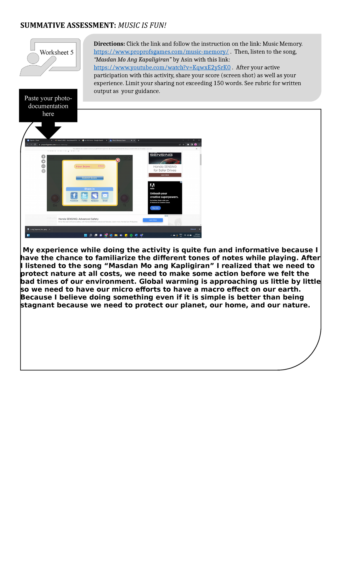 WS5-Music is Fun - ANSWER - SUMMATIVE ASSESSMENT: MUSIC IS FUN! - My ...