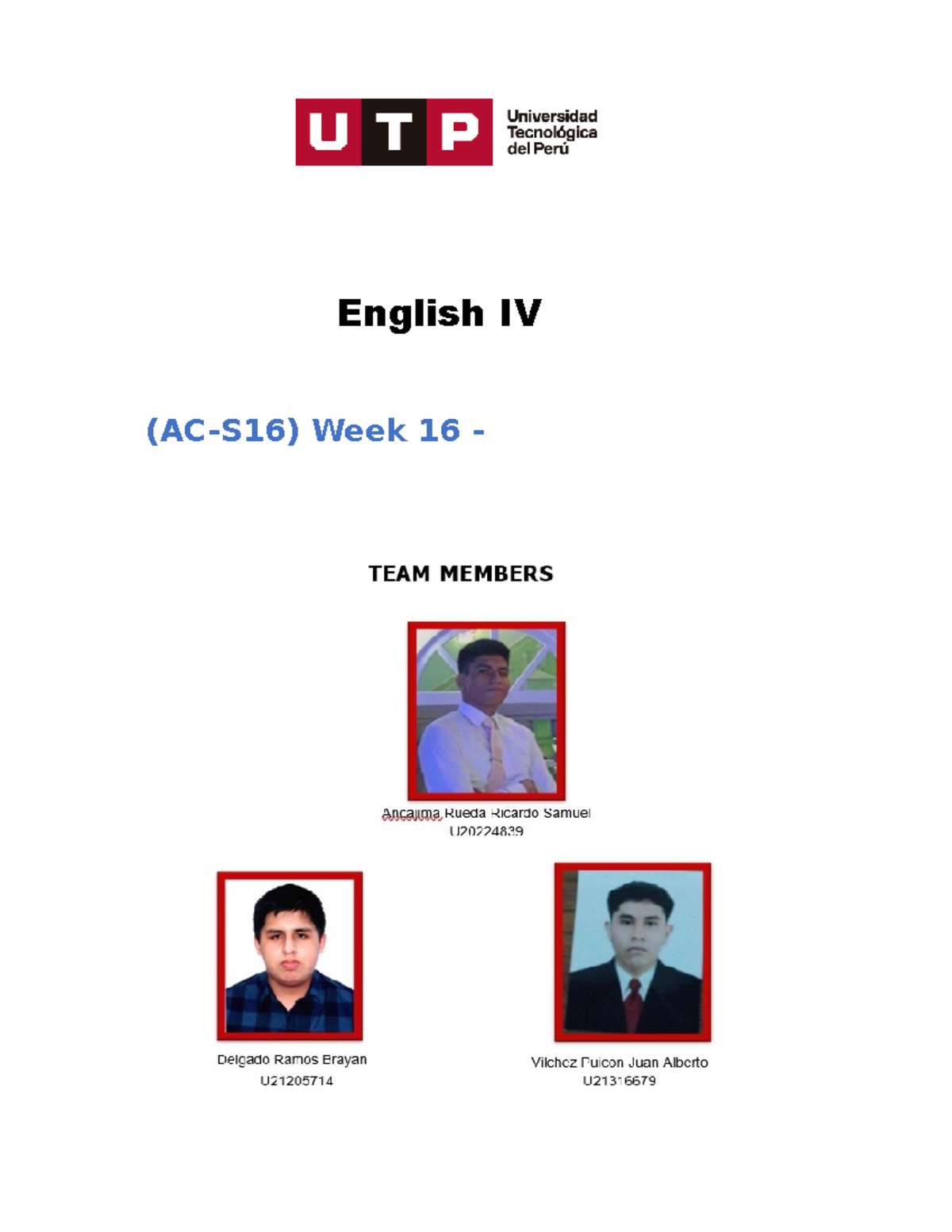 S16 Ingles - ............... - English IV (AC-S16) Week 16 - Task: Assignment - Seeing the ...
