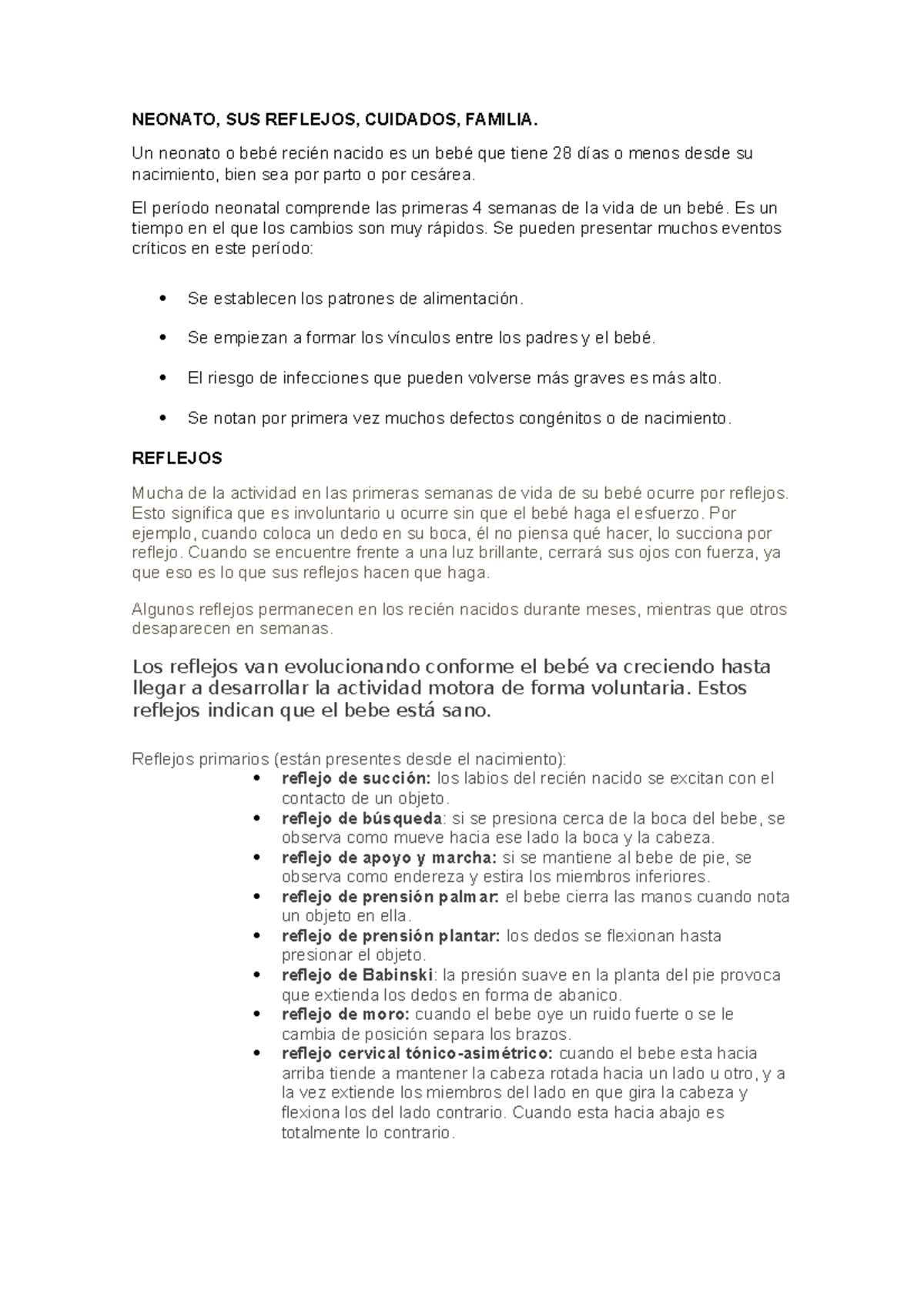 Neonato - NEONATO, SUS REFLEJOS, CUIDADOS, FAMILIA. Un neonato o bebé ...