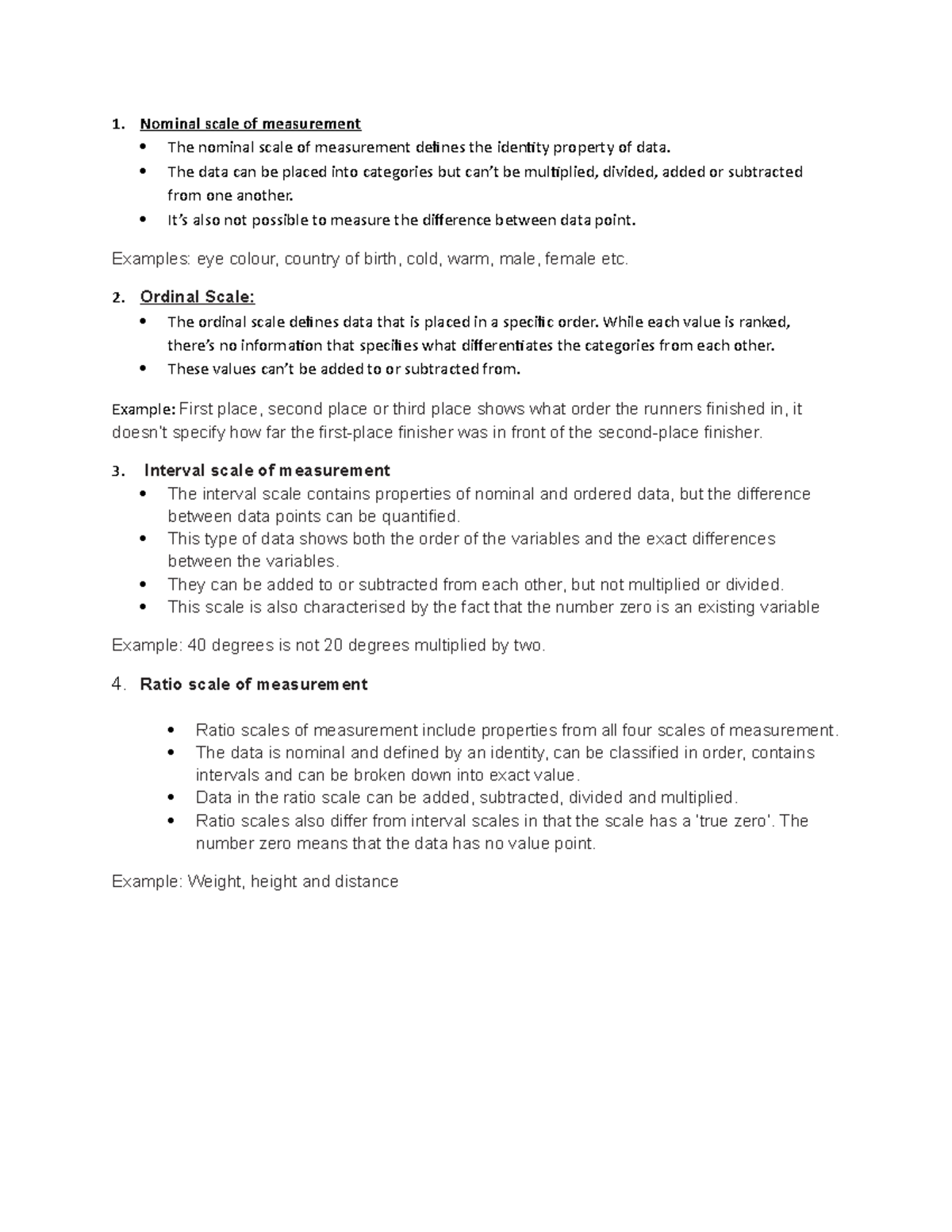 Scales of measurement - The data can be placed into categories but can ...