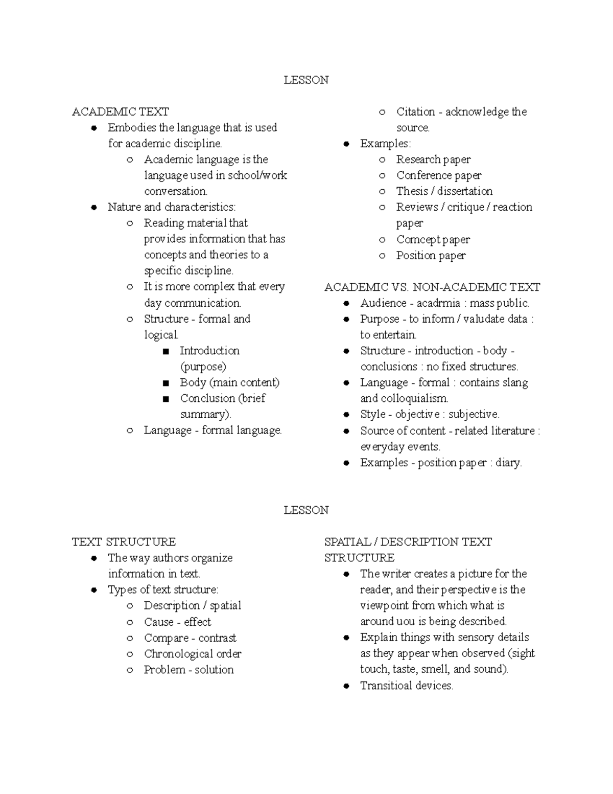 English for Academic - LESSON ACADEMIC TEXT Embodies the language that ...