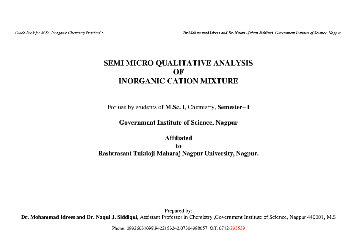 4 Sss SEMI MICRO QUALITATIVE ANALYSIS OF INORGANIC CATION MIXTURE 4-sss-semi-micro-qualitative-analysis-of-inorganic-cation-mixture