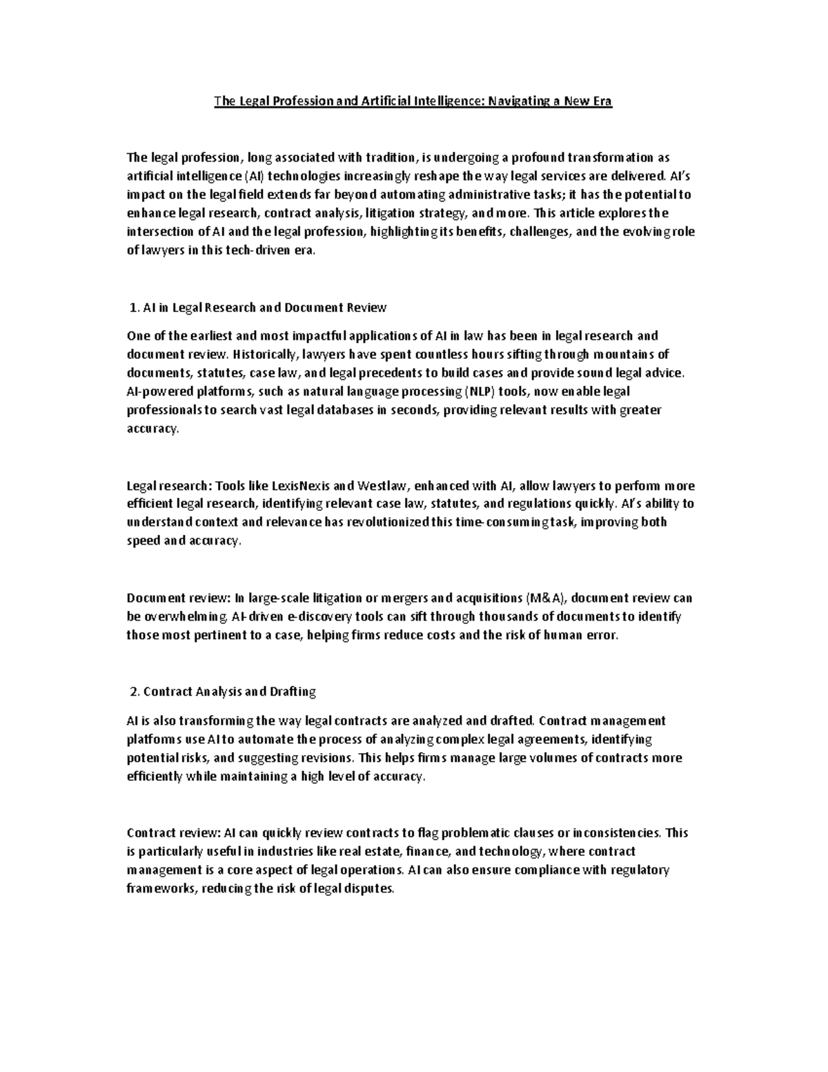 The Legal Profession And Artificial Intelligence Ai S Impact On The