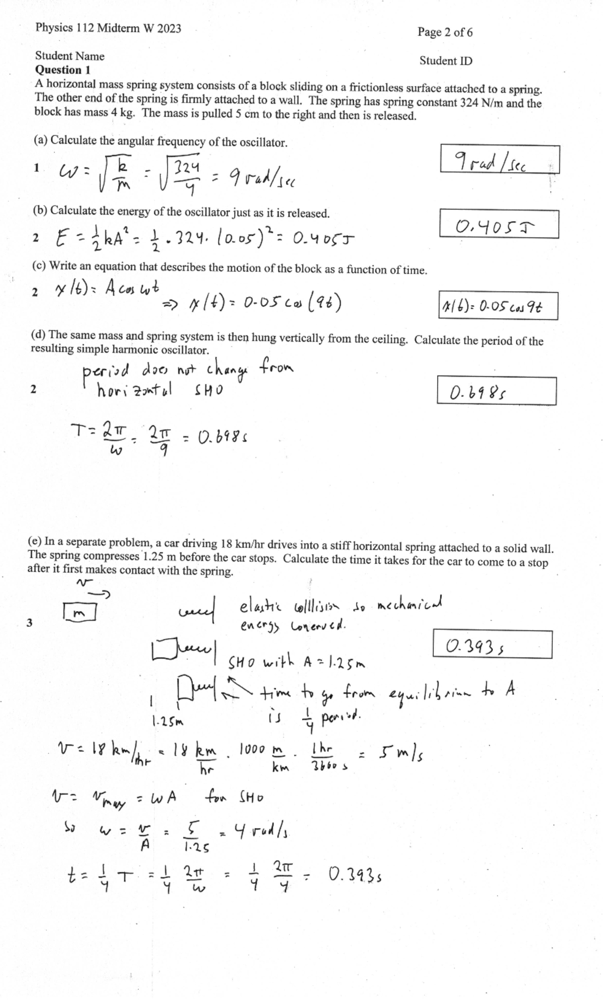 PHYS 112 midterm 2023 solutions a 2 - Phys 112 - Studocu PHYS 112 midterm 2023 solutions a 2 - Phys 112 - Studocu