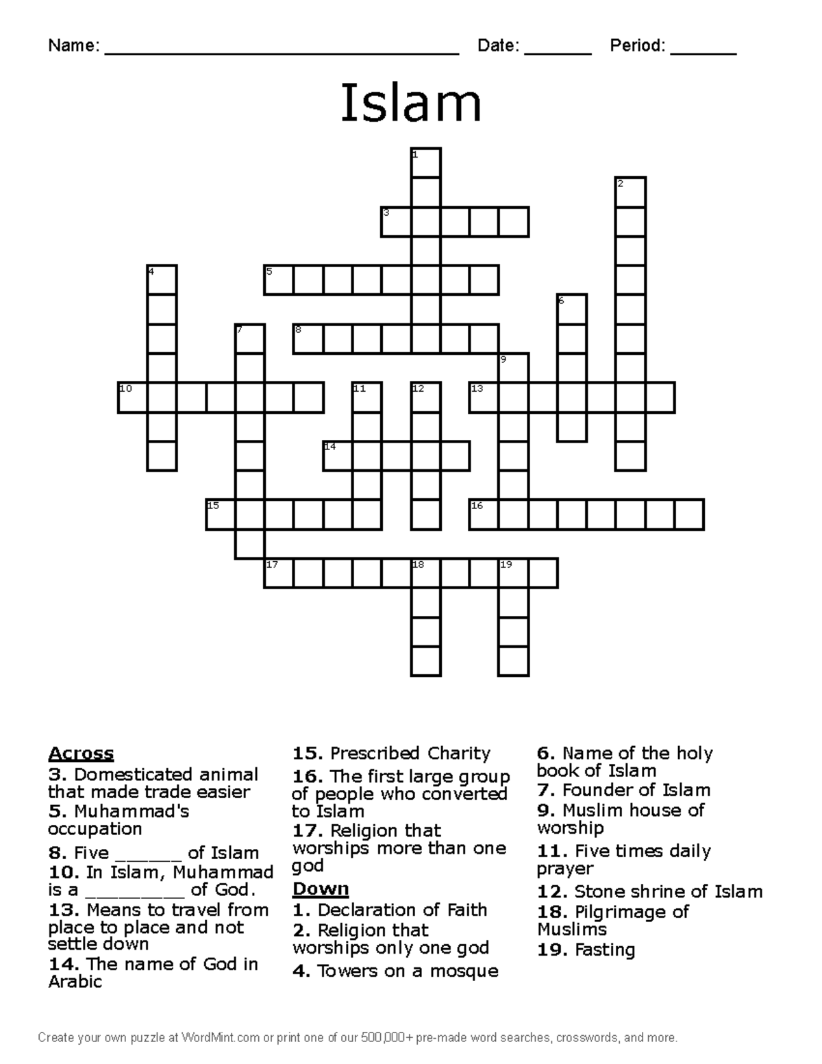 Islam 16b136 61631 d01 - Create your own puzzle at WordMint or print ...