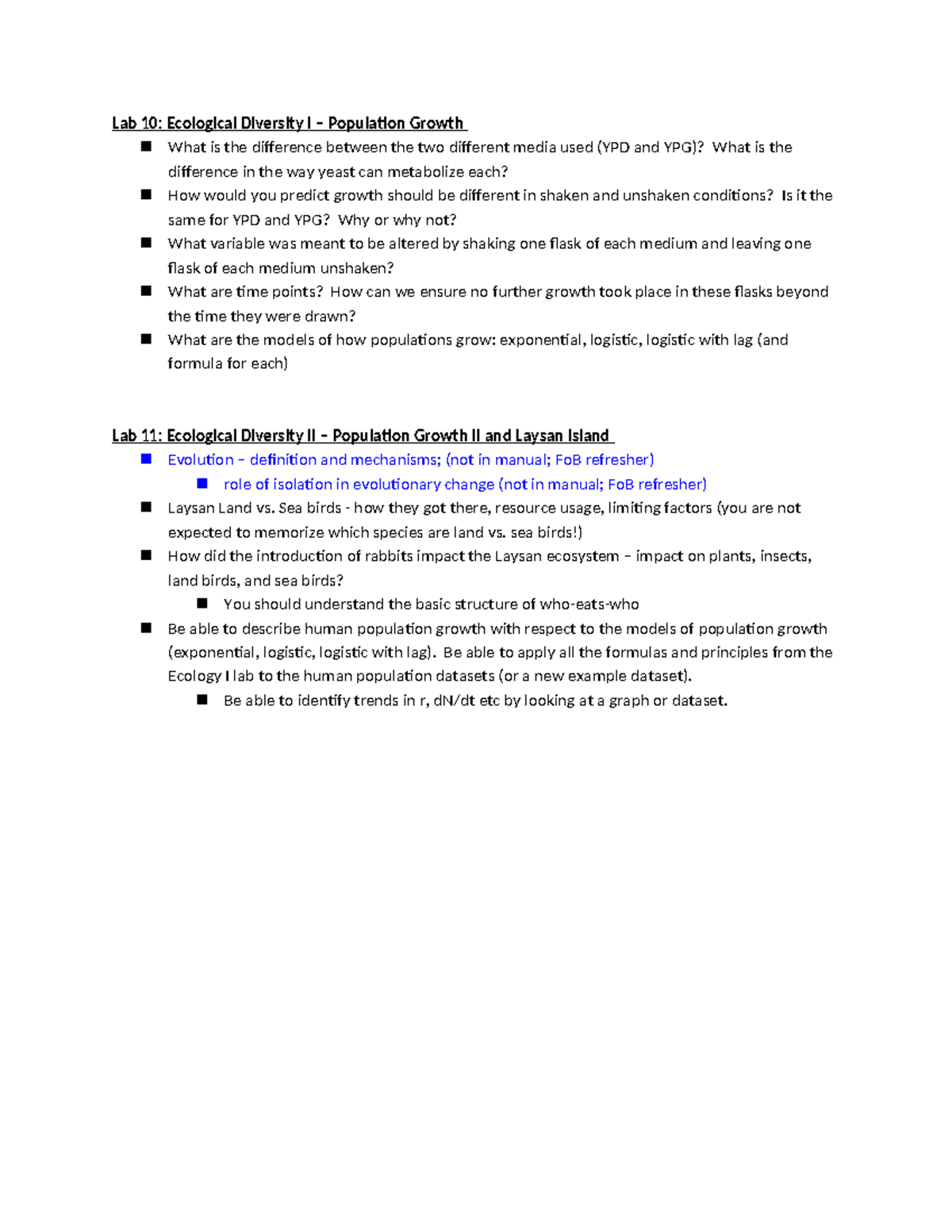 Study Guide Ecology Sp20 - Lab 10: Ecological Diversity I – Population ...