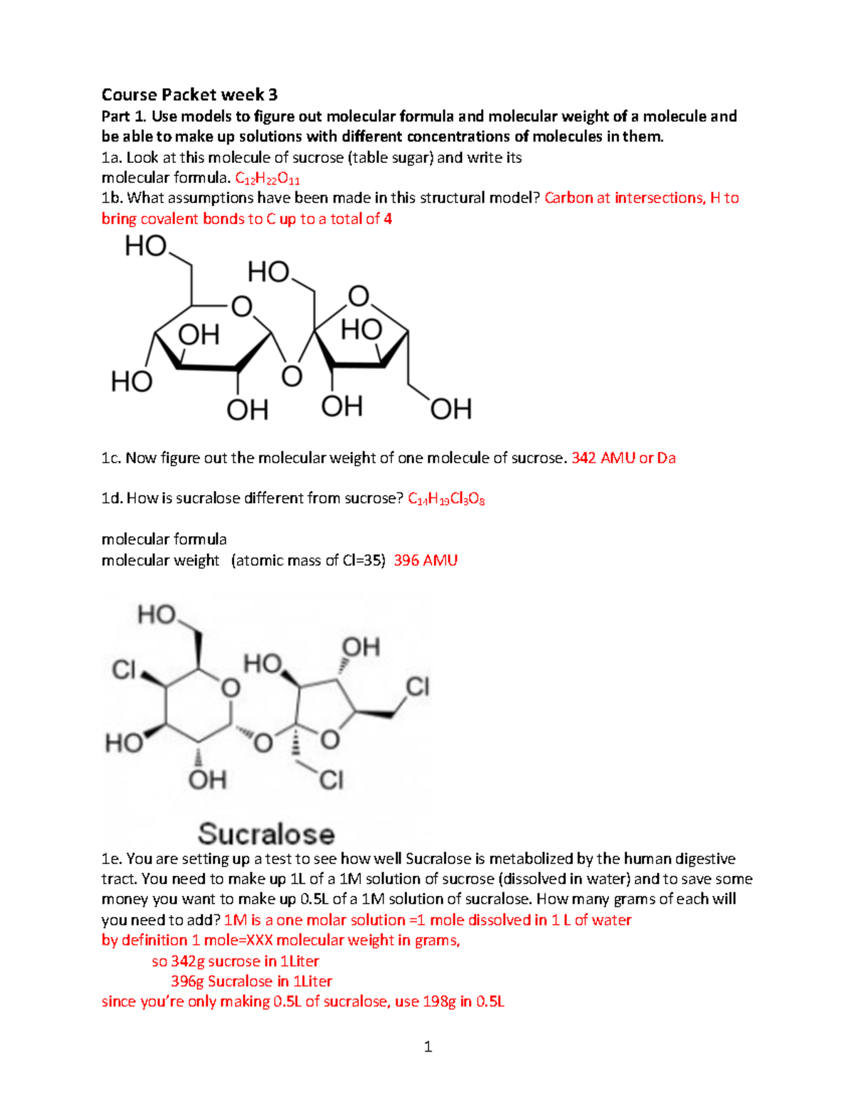 Wk3 molecular weight and proteins answers - Course Packet week 3 - Studocu