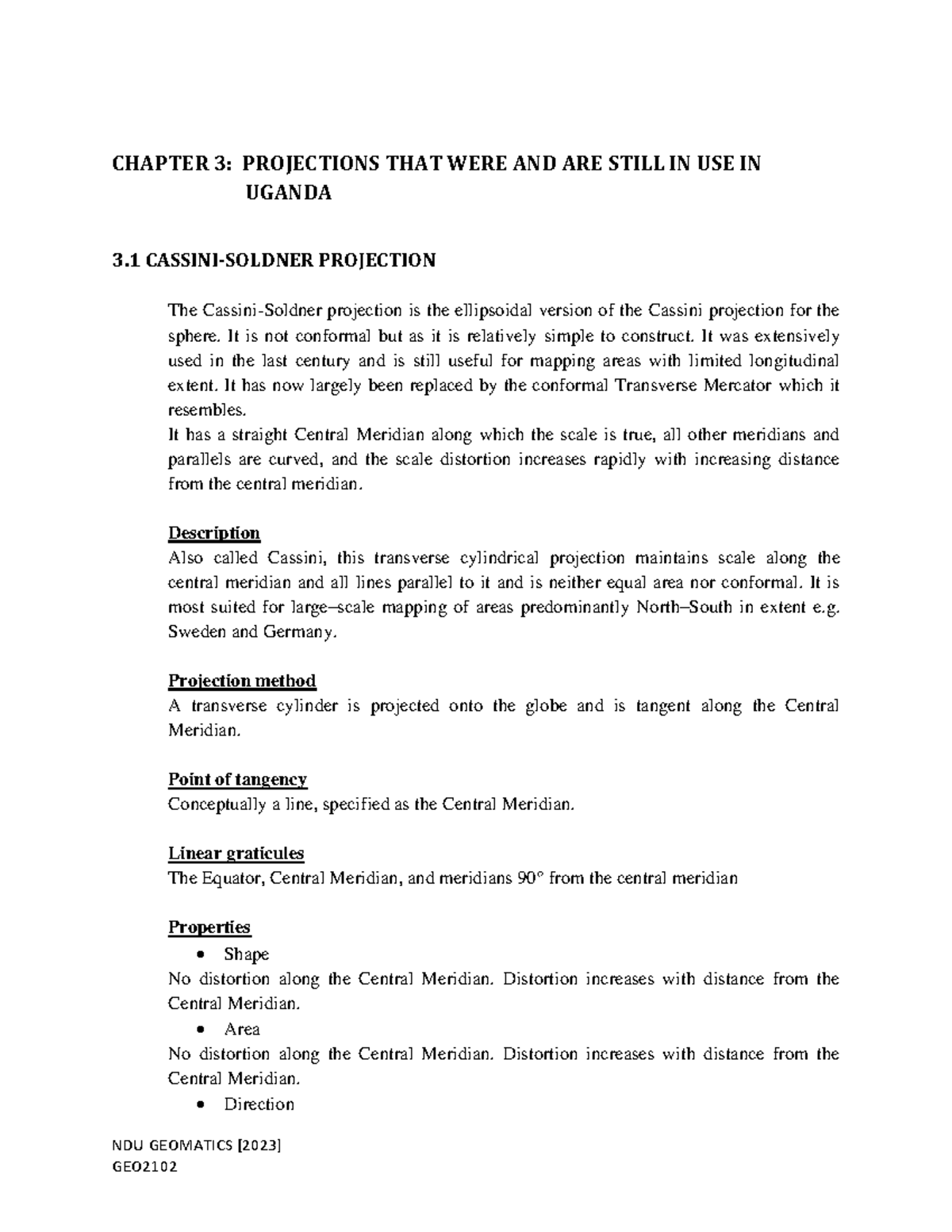 Chapter 3 Lecture Notes For Map Projections Ndu Geomatics 20 23 Chapter 3 Projections