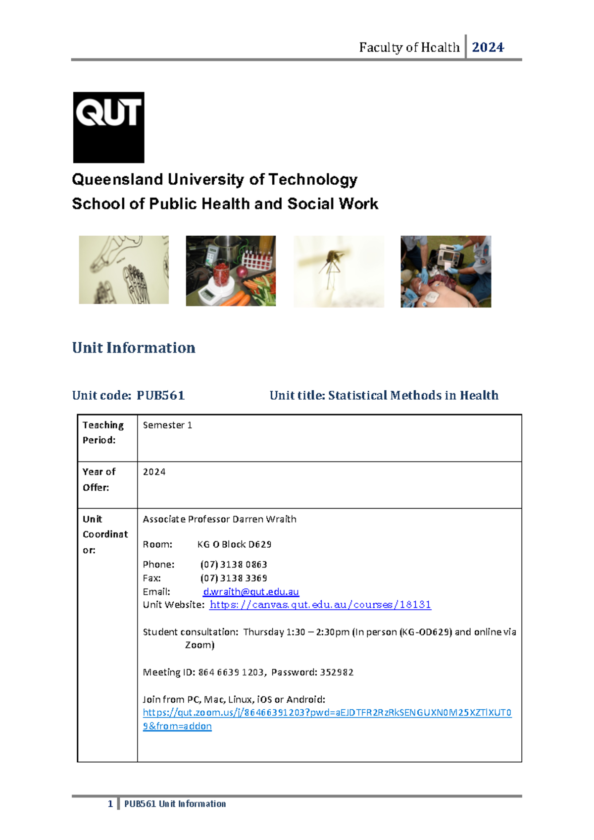 Unit information 2024 Sem1-4 - Queensland University of Technology ...