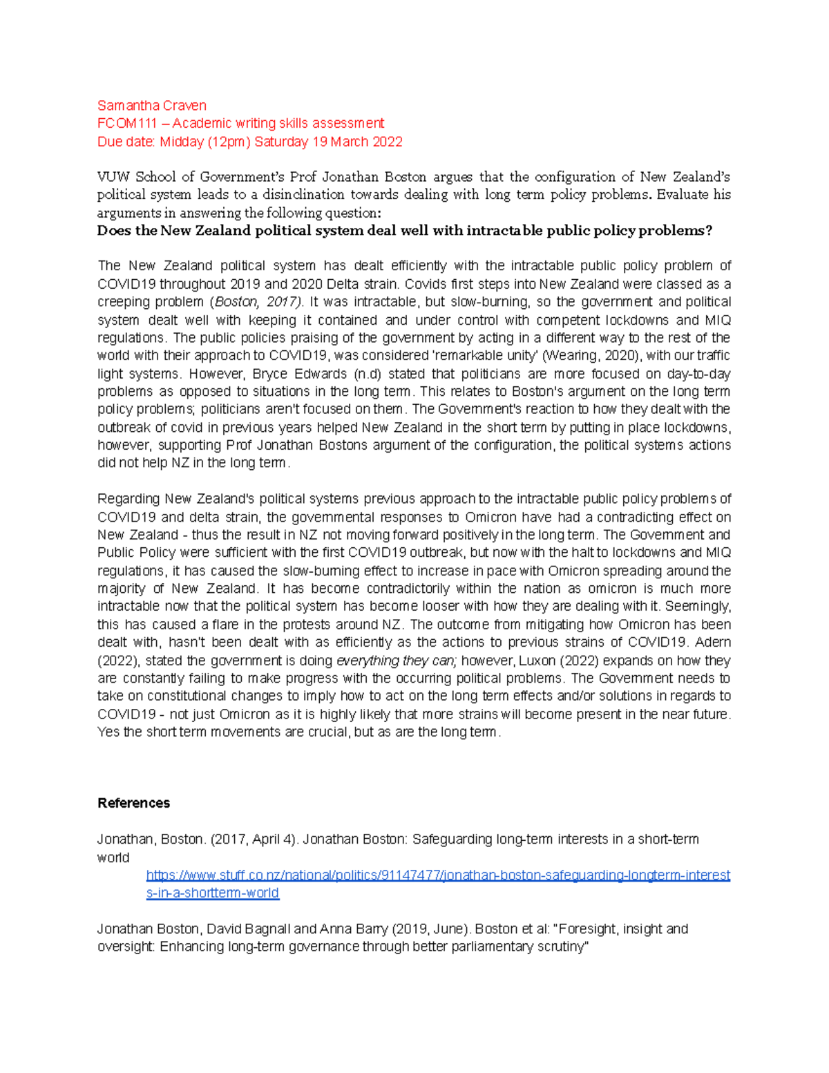 Academic writing skills assessment - Evaluate his arguments in ...