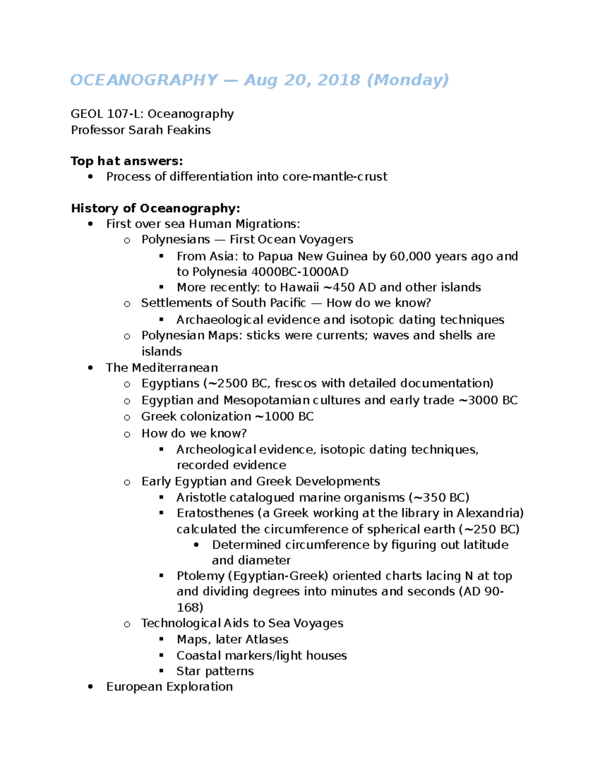 GEOL 107 8.22.18 - OCEANOGRAPHY — Aug 20, 2018 (Monday) GEOL 107-L ...