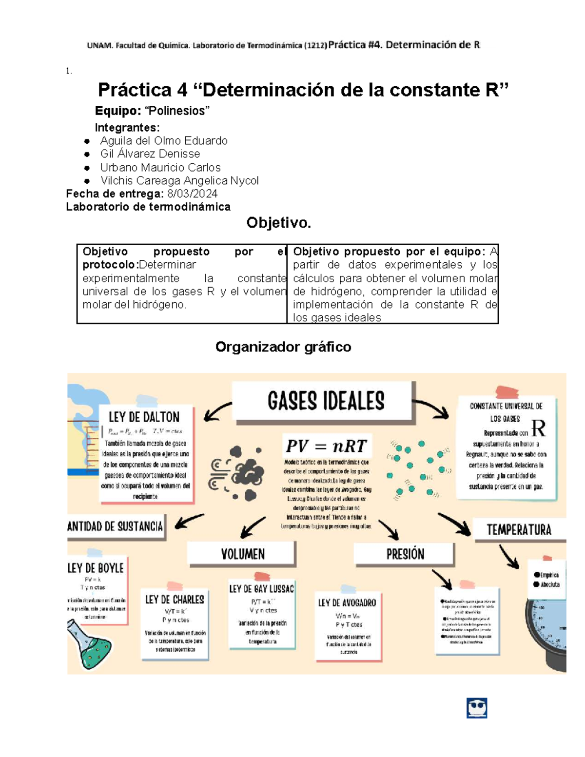 Practica 4 de laboratorio de termodinámica - Práctica 4 “Determinación ...