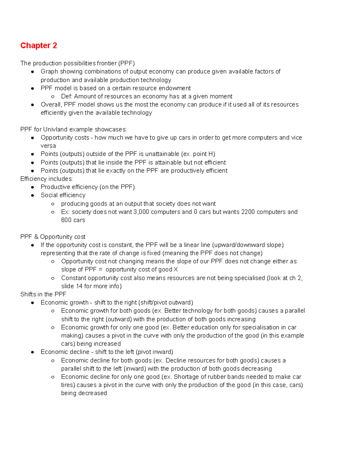 Microeconomics - Ch. 2 - Chapter 2 The production possibilities ...