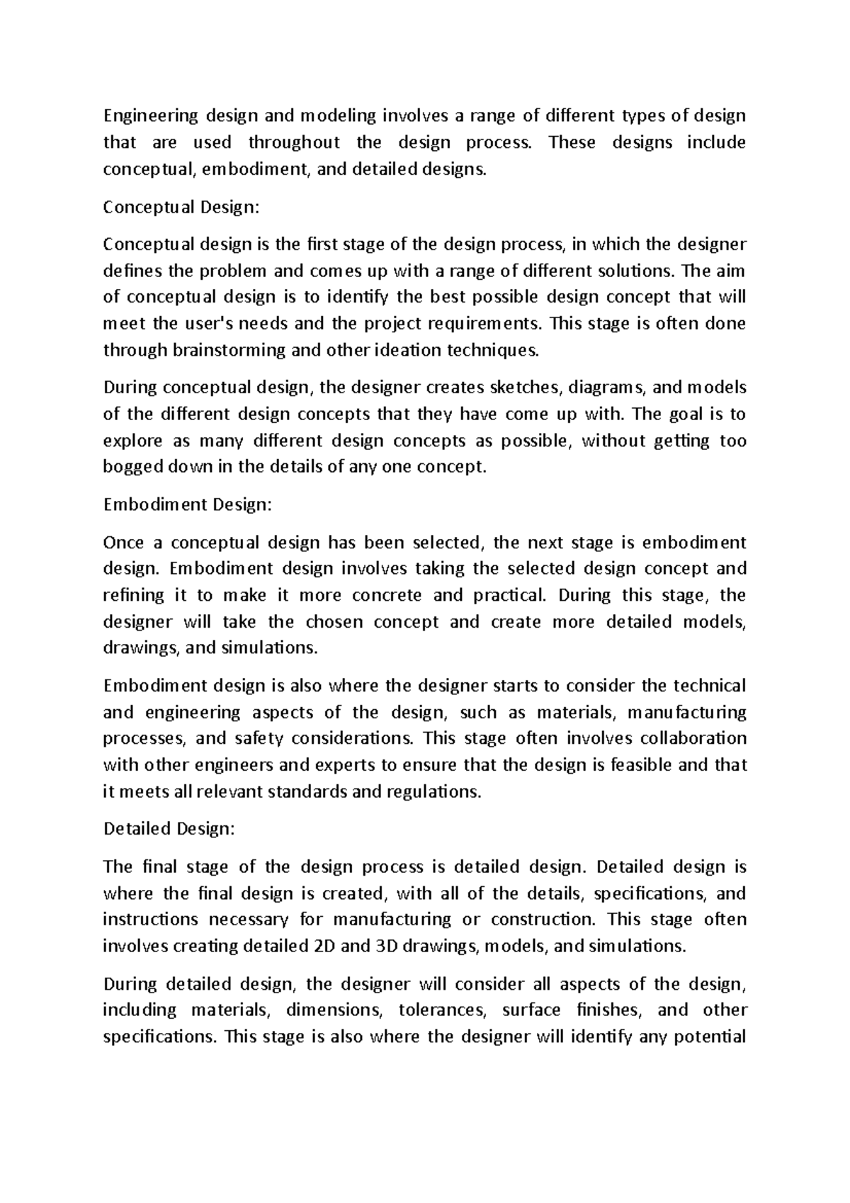 Conceptual, Embodiment designs and Detailed designs - Engineering ...