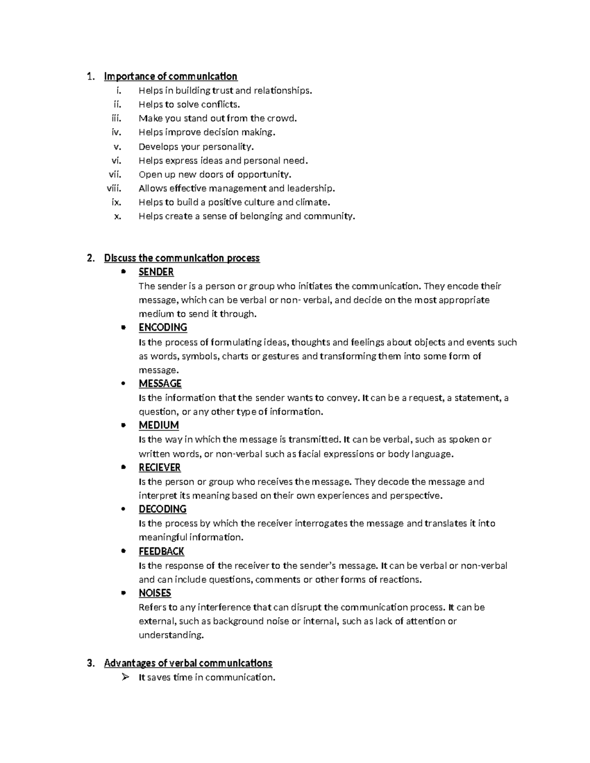 Assignment - communication skill - Importance of communication i. Helps ...