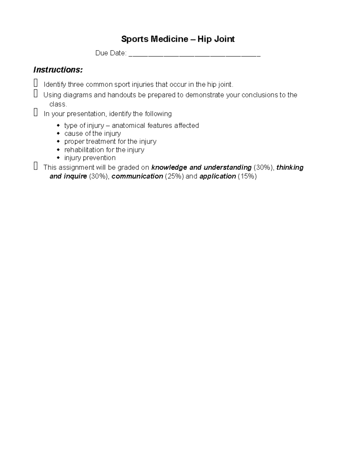 1.3 - Joint and Sports Medicine Assignment - Sports Medicine – Hip ...