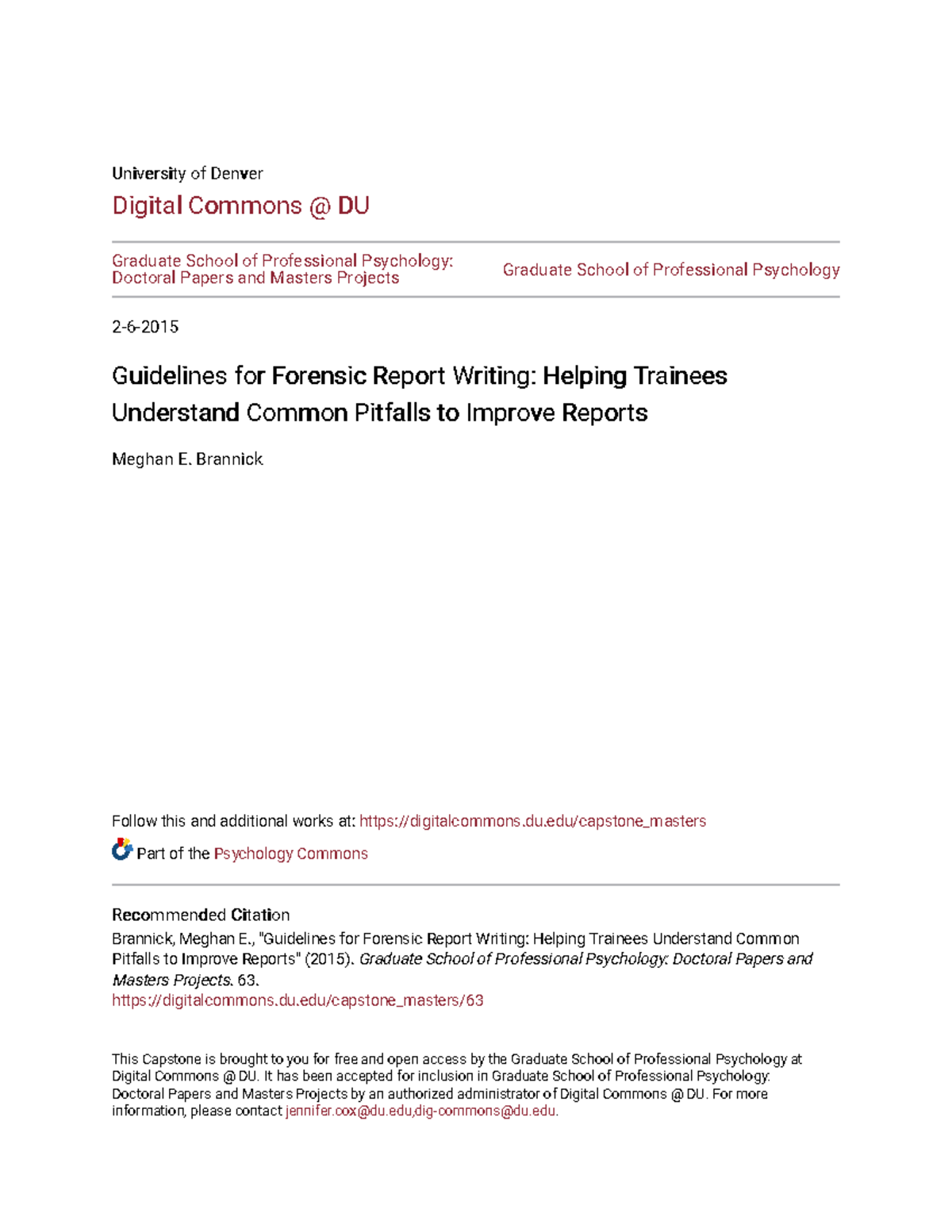 Guidelines for Forensic Report Writing Helping Trainees Understa ...